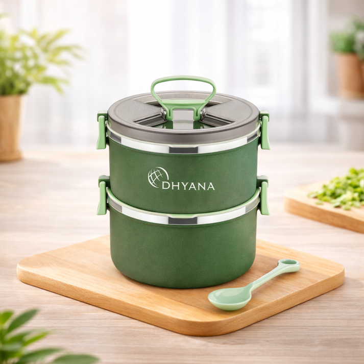 Big BIte 2 Layer SS Lunch Box | 300ml x 2 Airtight Tiffin | Premium Do ...