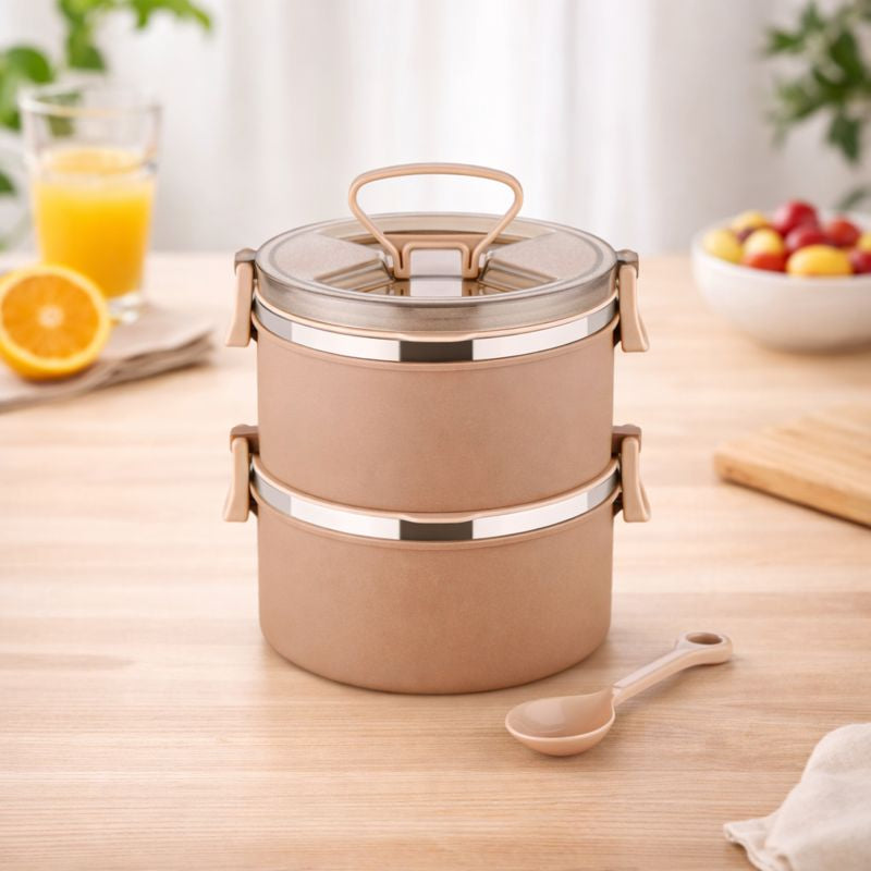 Big BIte 2 Layer SS Lunch Box | 300ml x 2 Airtight Tiffin | Premium Do ...